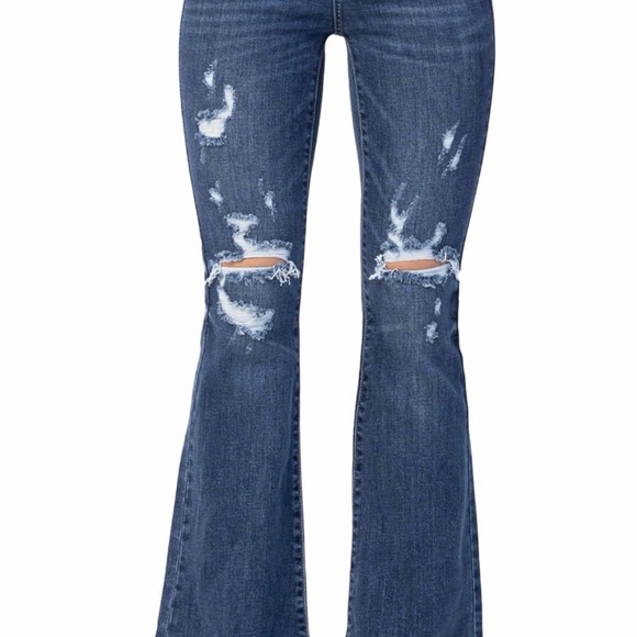 Judy Blue | Jeans | Judy Blue Dark Blue Distressed Flare Jeans | Poshmark